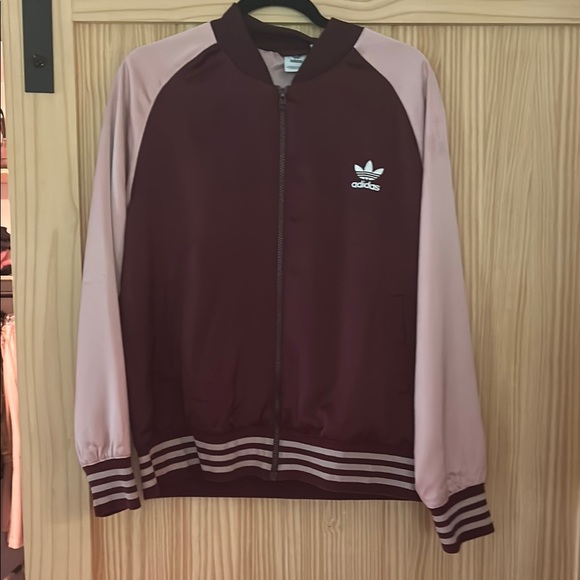 adidas | Jackets & Coats | Adidas Maroon And Light Pink Track Jacket ...